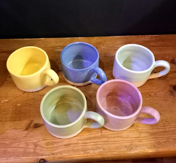 Amber B Pottery mugs - small and green