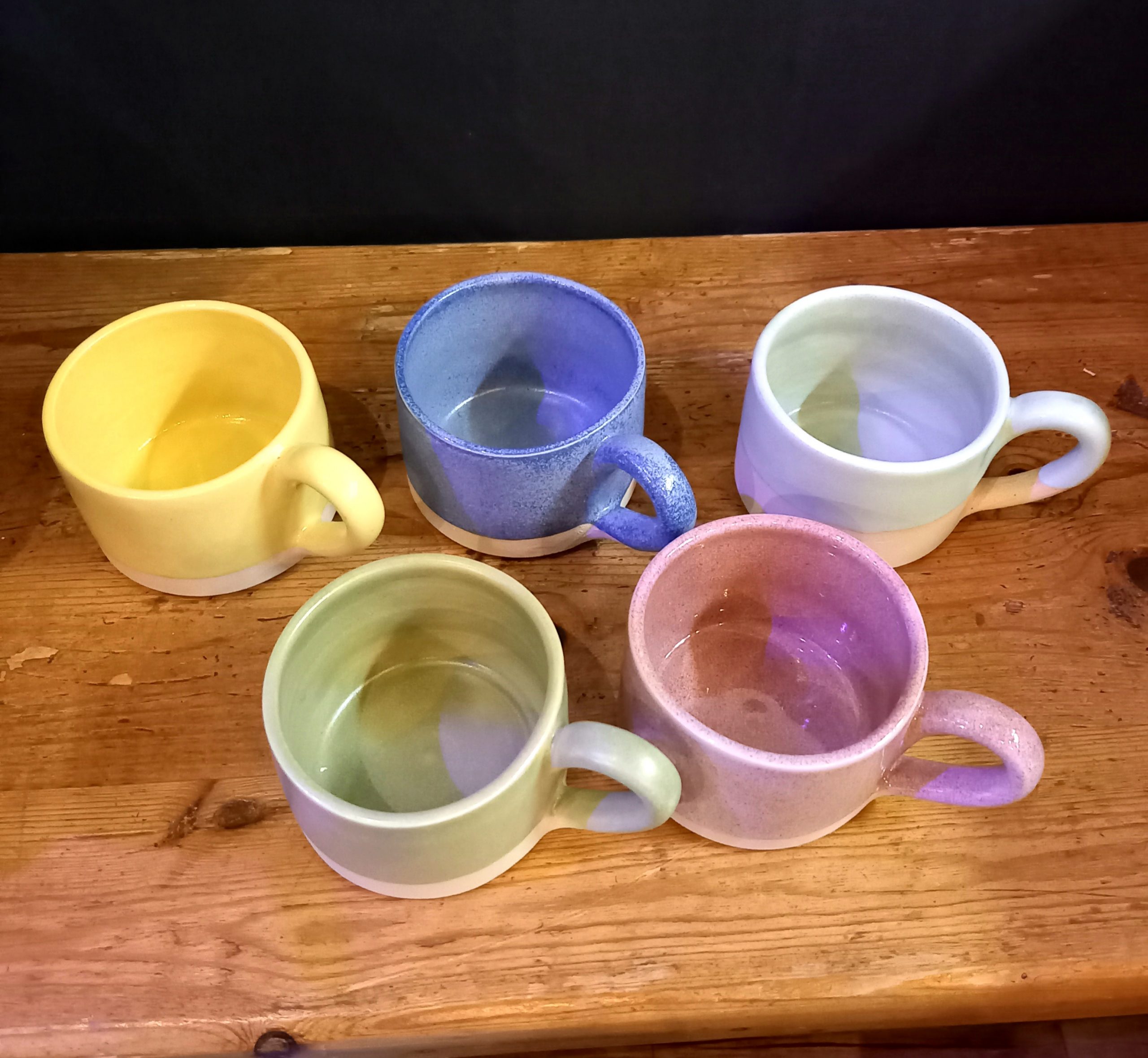Amber B Pottery mugs - small and green
