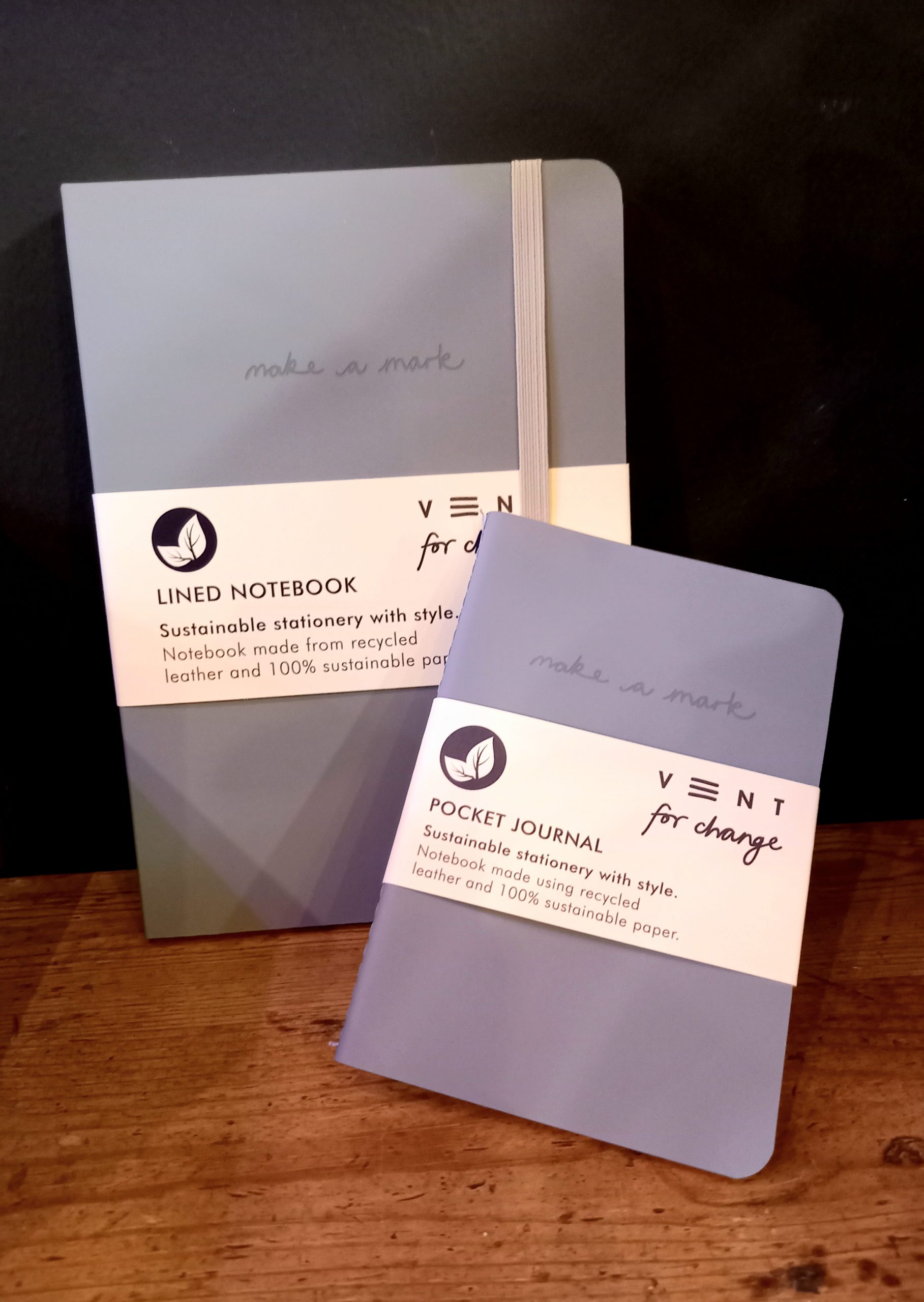 Vent recycled leather notebook A5 - small and green