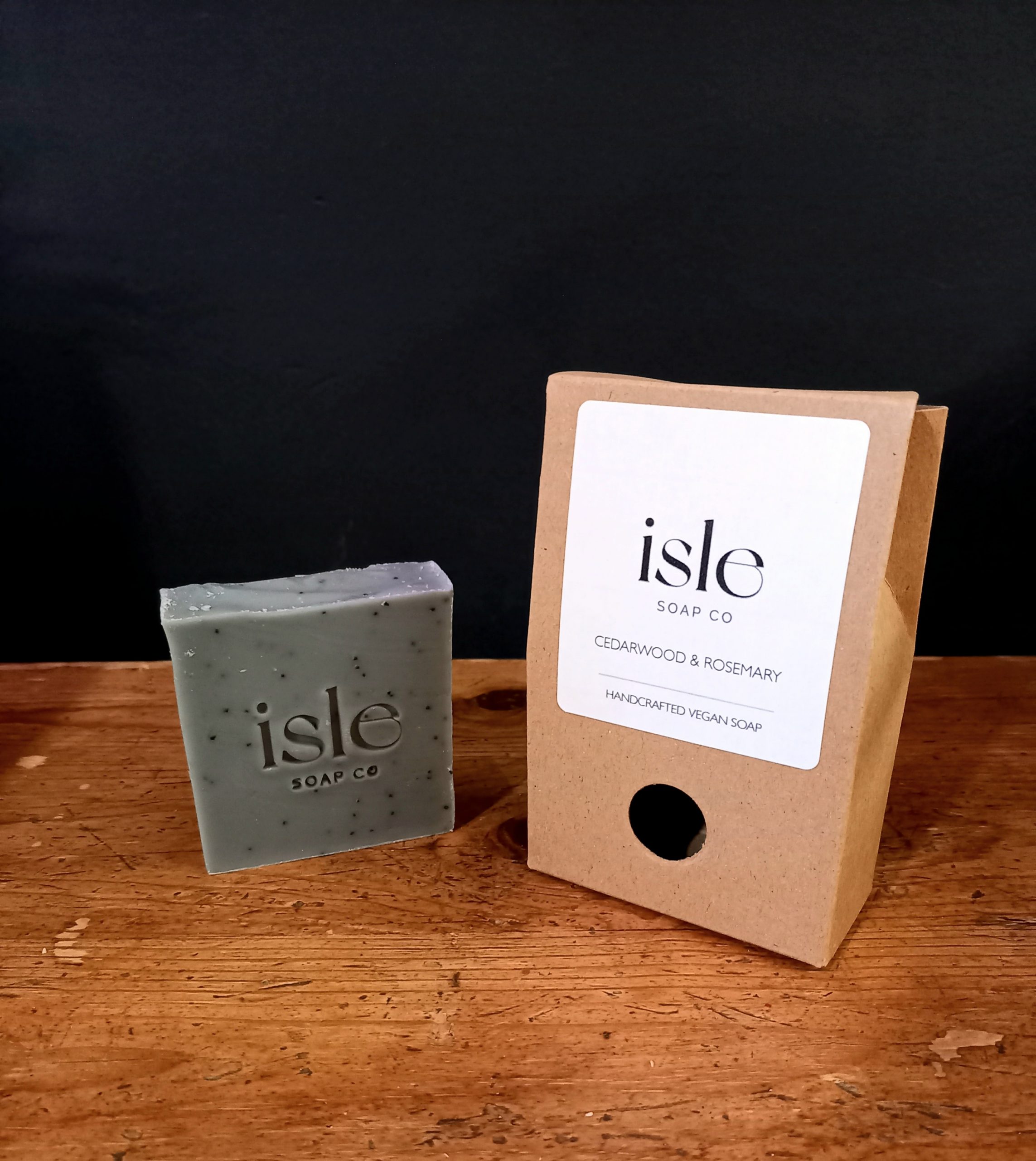 Isle Cedarwood & Rosemary Soap - small and green